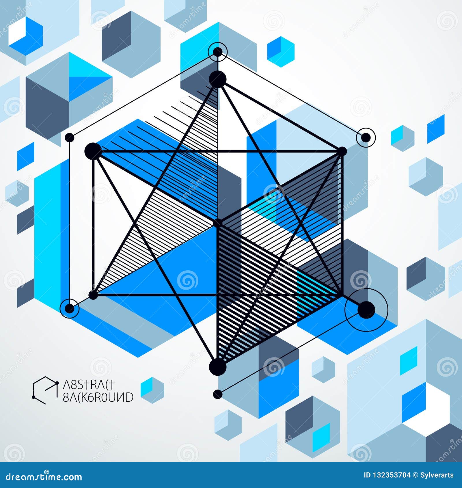 Vector Abstract Blue Background Created in Isometric Mesh Lines Stock ...