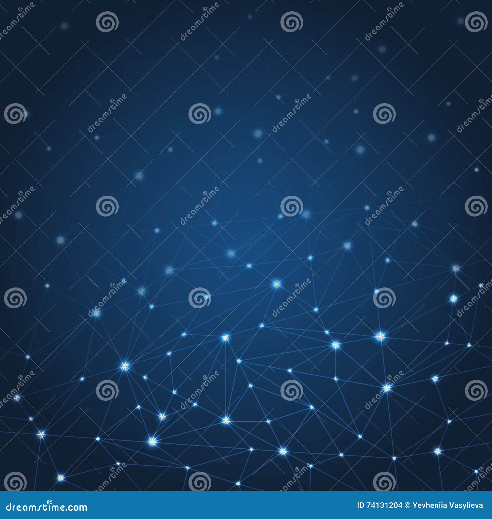 Vector Abstract Blue Background with Stars and Constellations Stock ...