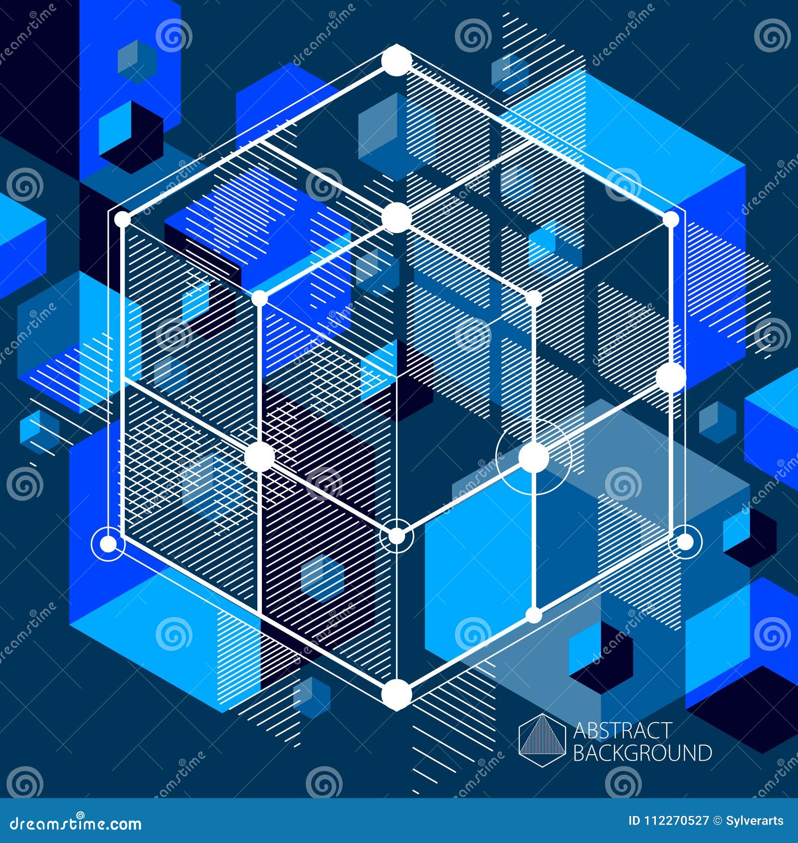 Vector Abstract Blue Black Background Created in Isometric Mesh Stock ...