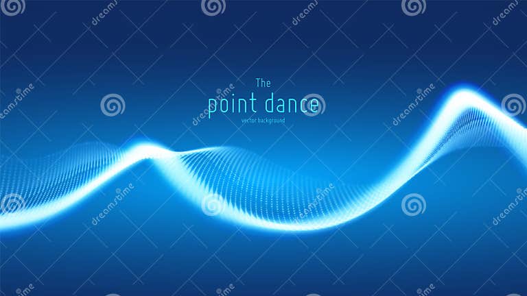 Vector Abstract Blue Particle Wave, Points Array, Shallow Depth of Field. Futuristic ...