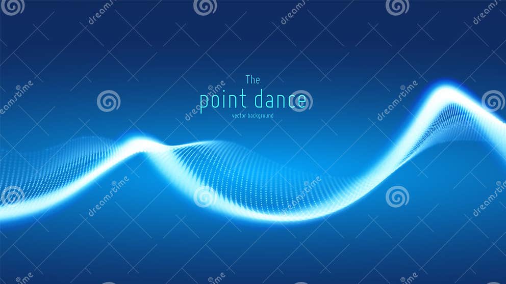 Vector Abstract Blue Particle Wave, Points Array, Shallow Depth of Field. Futuristic ...