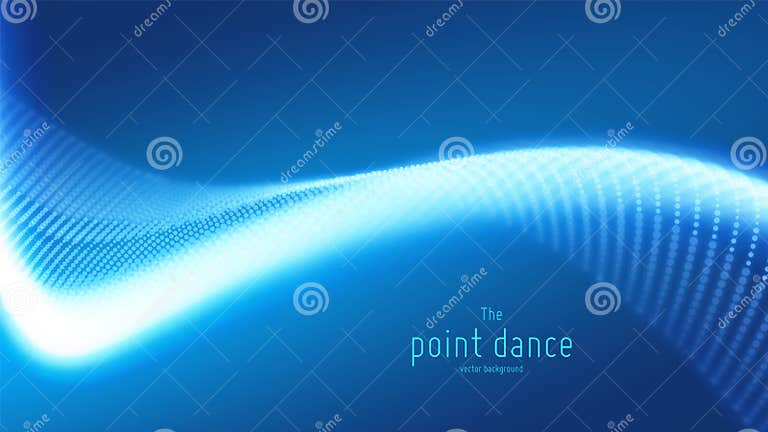Vector Abstract Blue Particle Wave, Points Array, Shallow Depth of Field. Futuristic ...