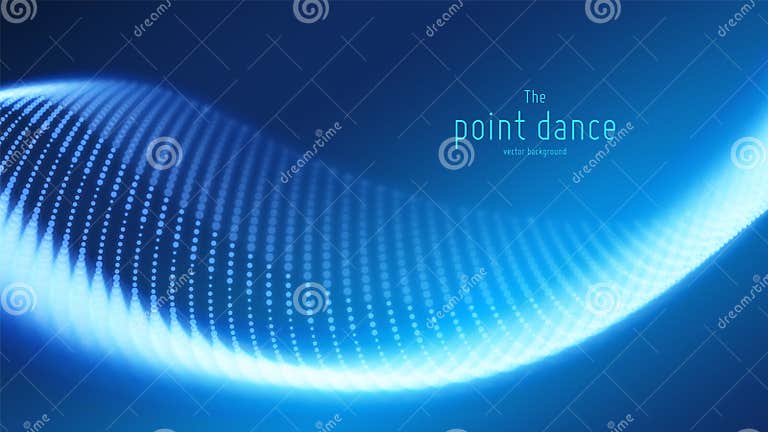 Vector Abstract Blue Particle Wave, Points Array, Shallow Depth of Field. Futuristic ...