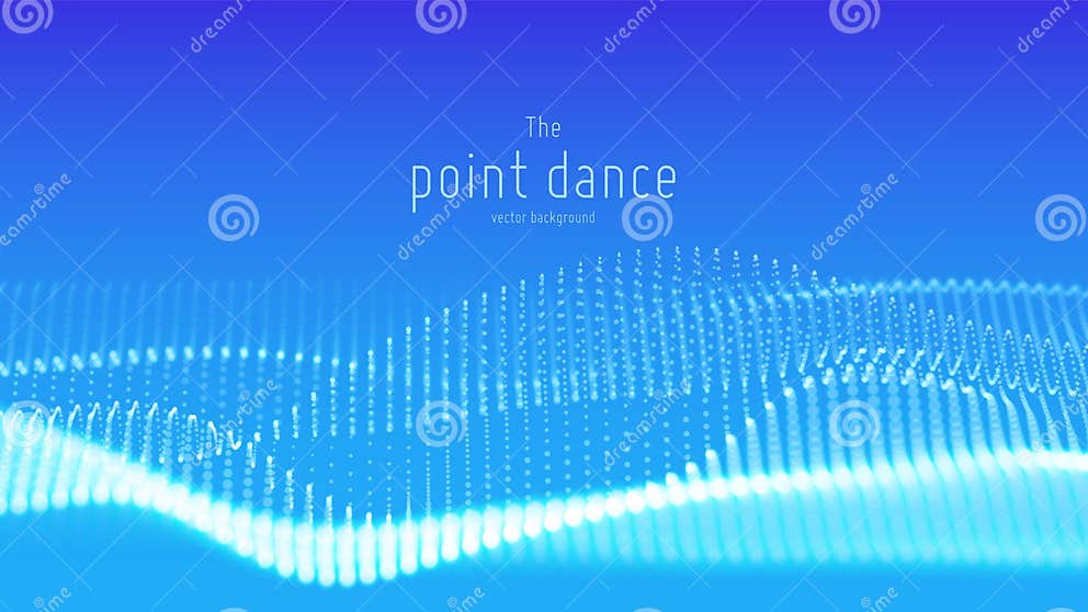 Vector Abstract Blue Particle Wave, Points Array, Shallow Depth of Field. Futuristic ...