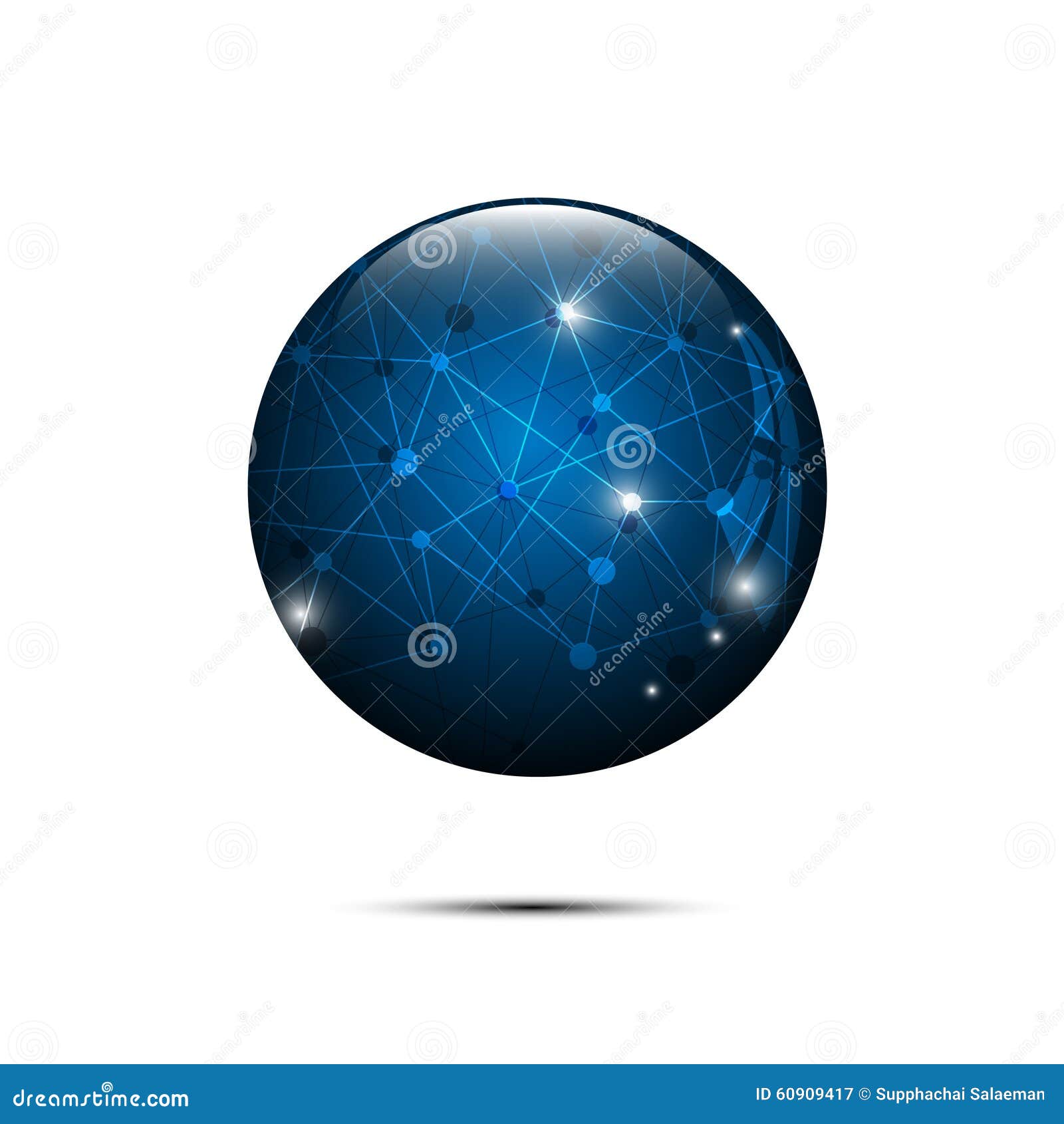 Vector Abstract Blue Sphere Polygonal Design Hi Tech Concept Stock ...