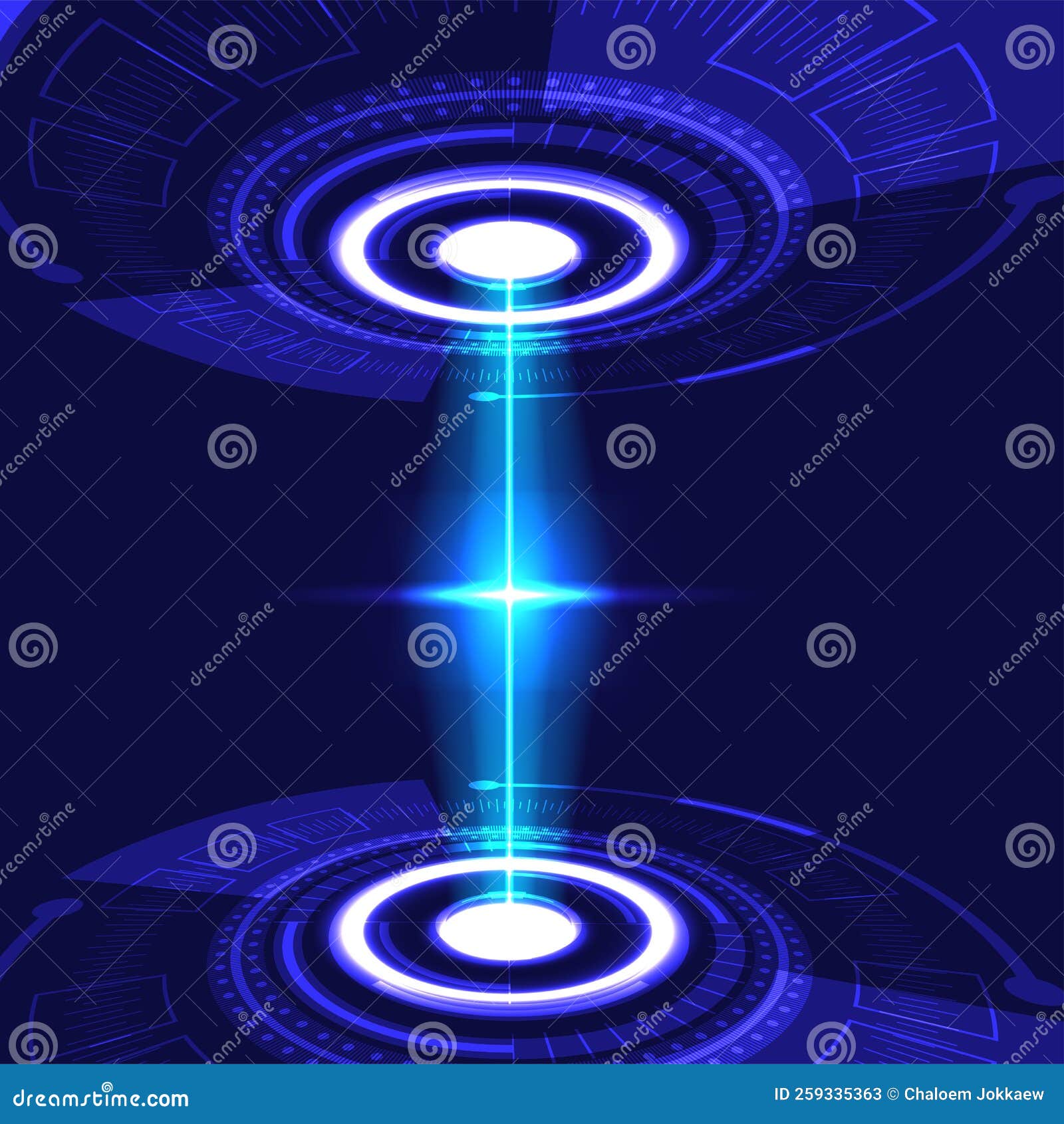 Blue Beam Directed from the Center of the Circle Stock Vector ...
