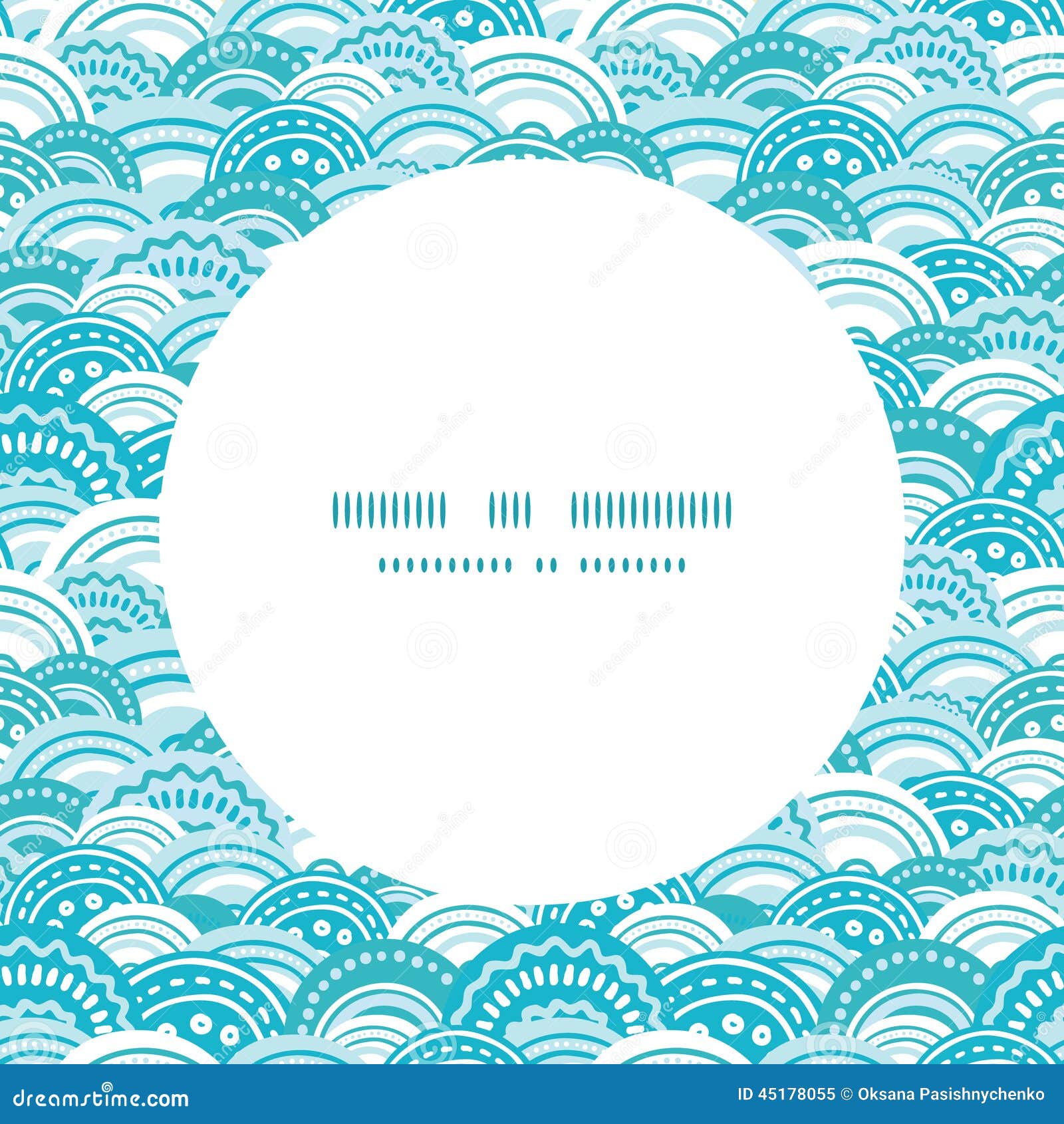 Vector Abstract Blue Waves Circle Frame Seamless Stock Vector ...