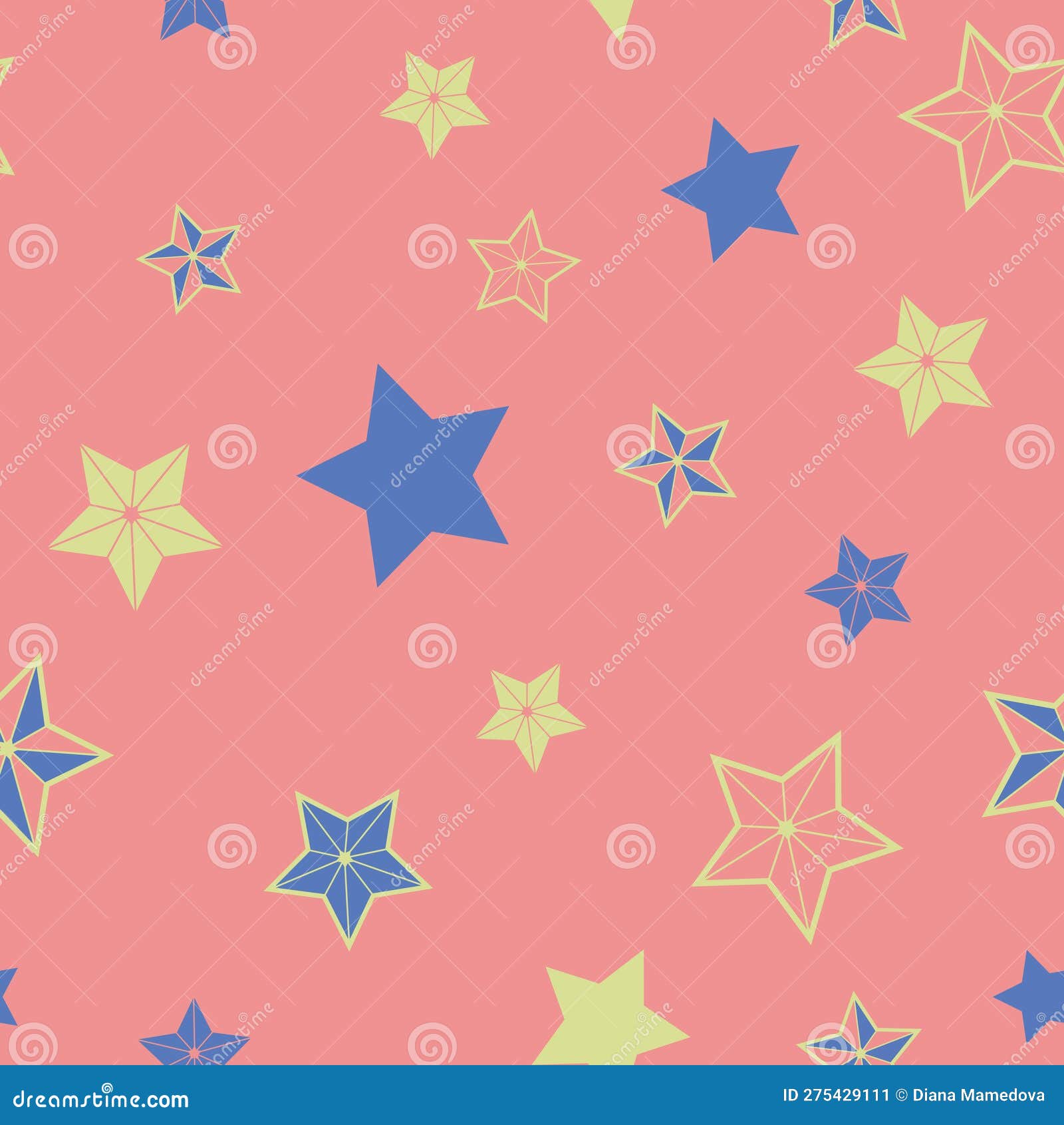 Vector Abstract Blue and Yellow Stars Repeating Pattern Background ...