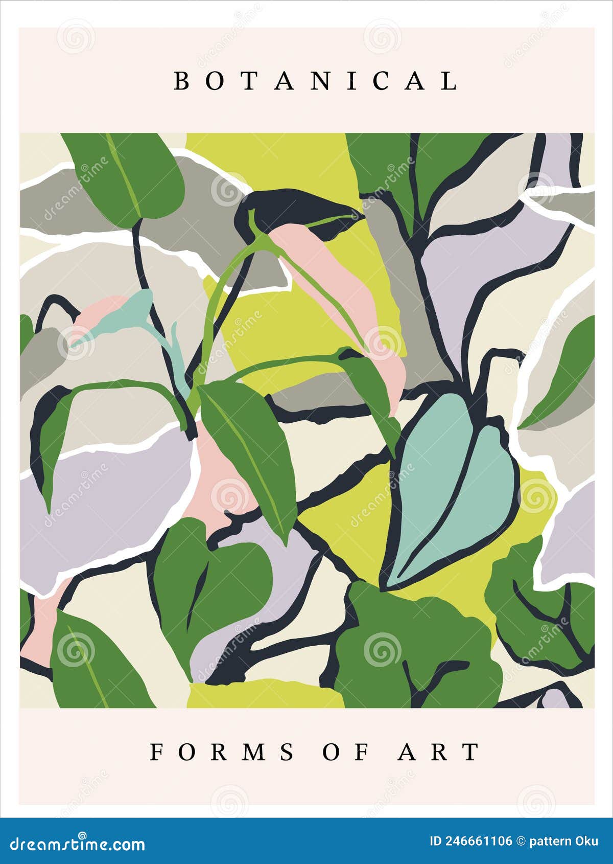 Vector Abstract Botanical Nature Inspired Illustration Art Print Stock ...