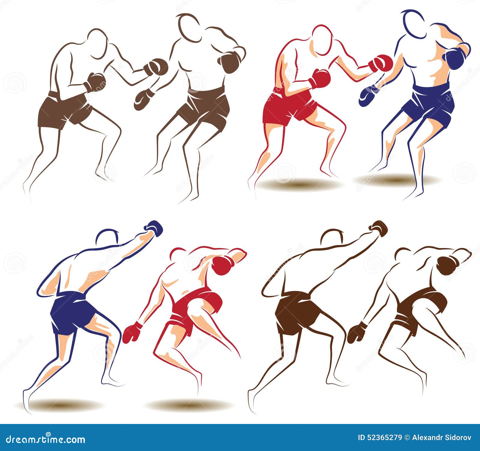 Vector Abstract Boxers in the Ring during the Fight. Stock Vector ...