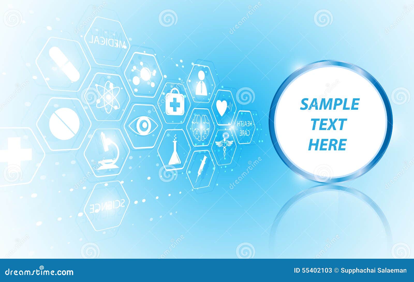 Vector Abstract Button Template and Medical Concept Icon Background ...