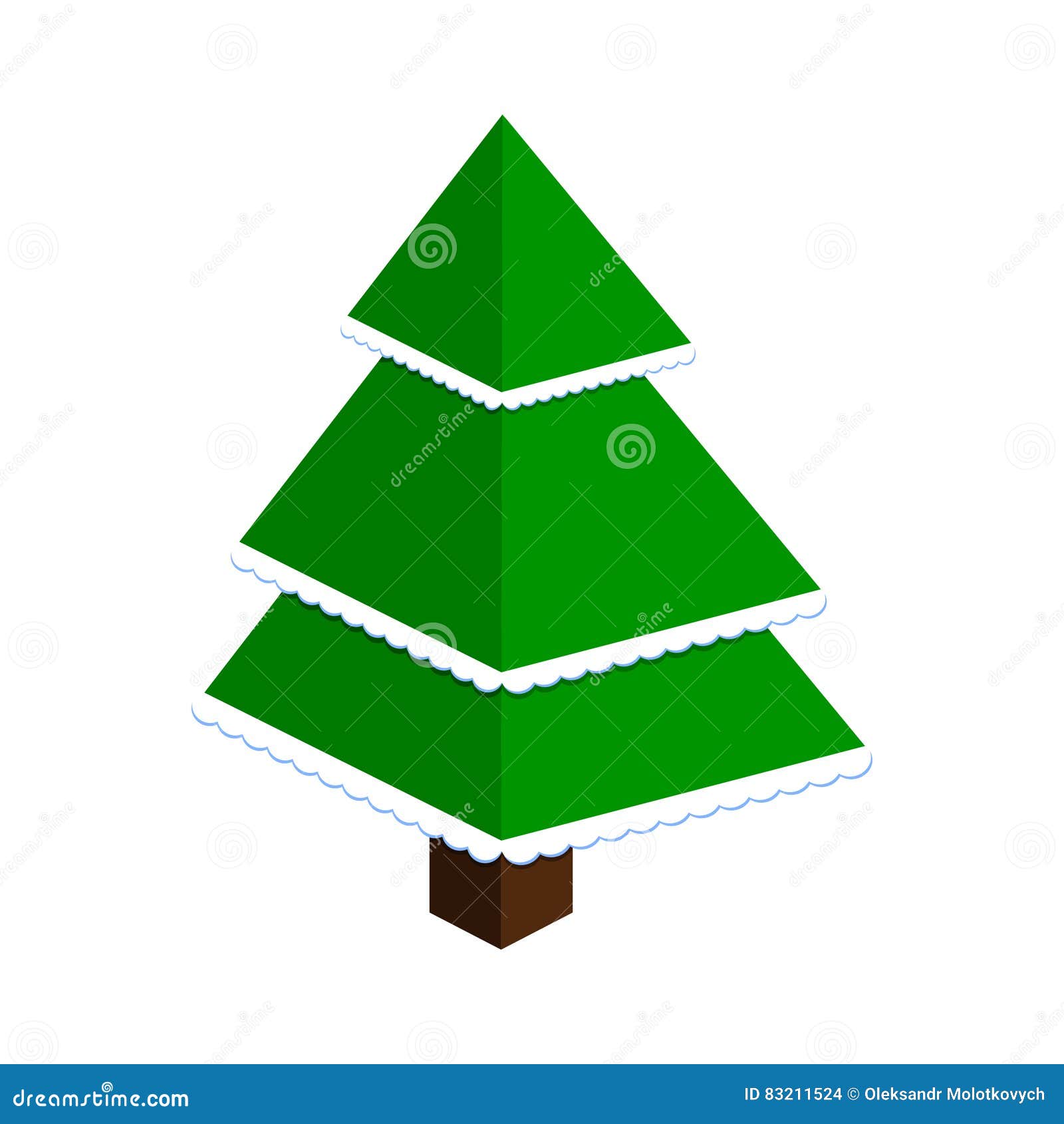 Vector Abstract Christmas Tree Made of Green Triangles with Snow. Stock ...