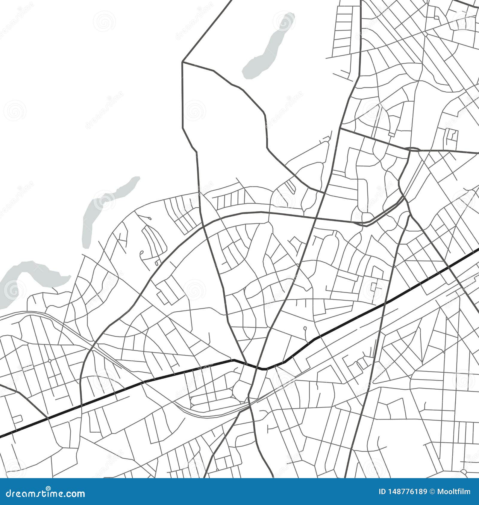 Vector Abstract City Map in Black and White Stock Vector - Illustration ...