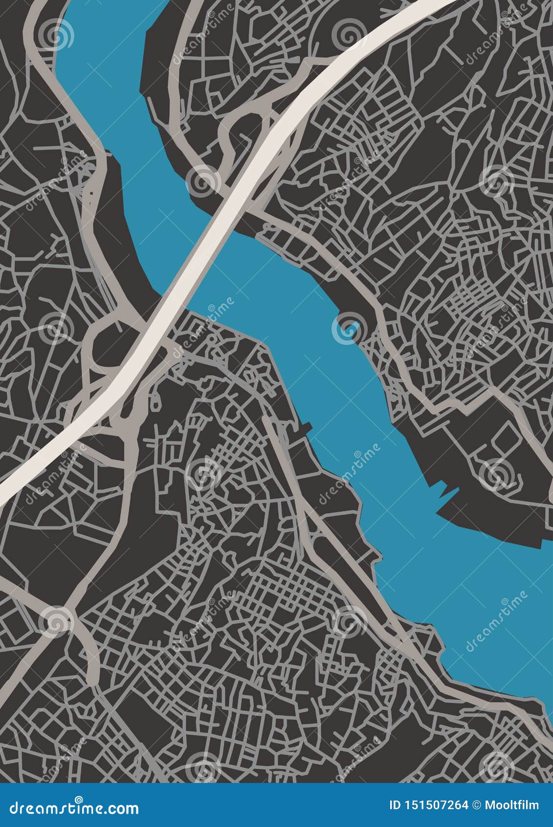 Vector Abstract City Map in Black and White Stock Vector - Illustration ...