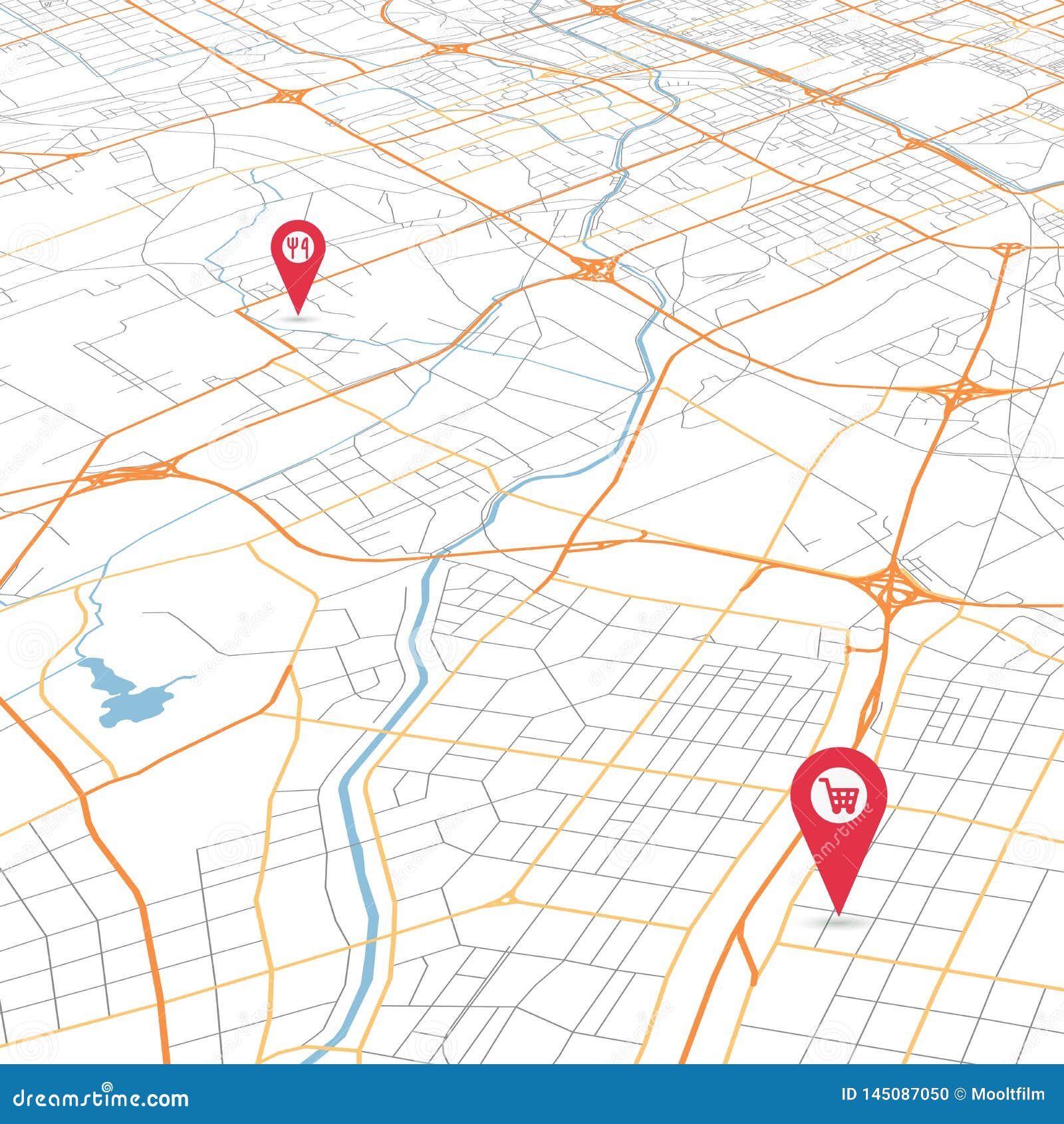 Vector Abstract City Map in Perspective View Stock Vector ...