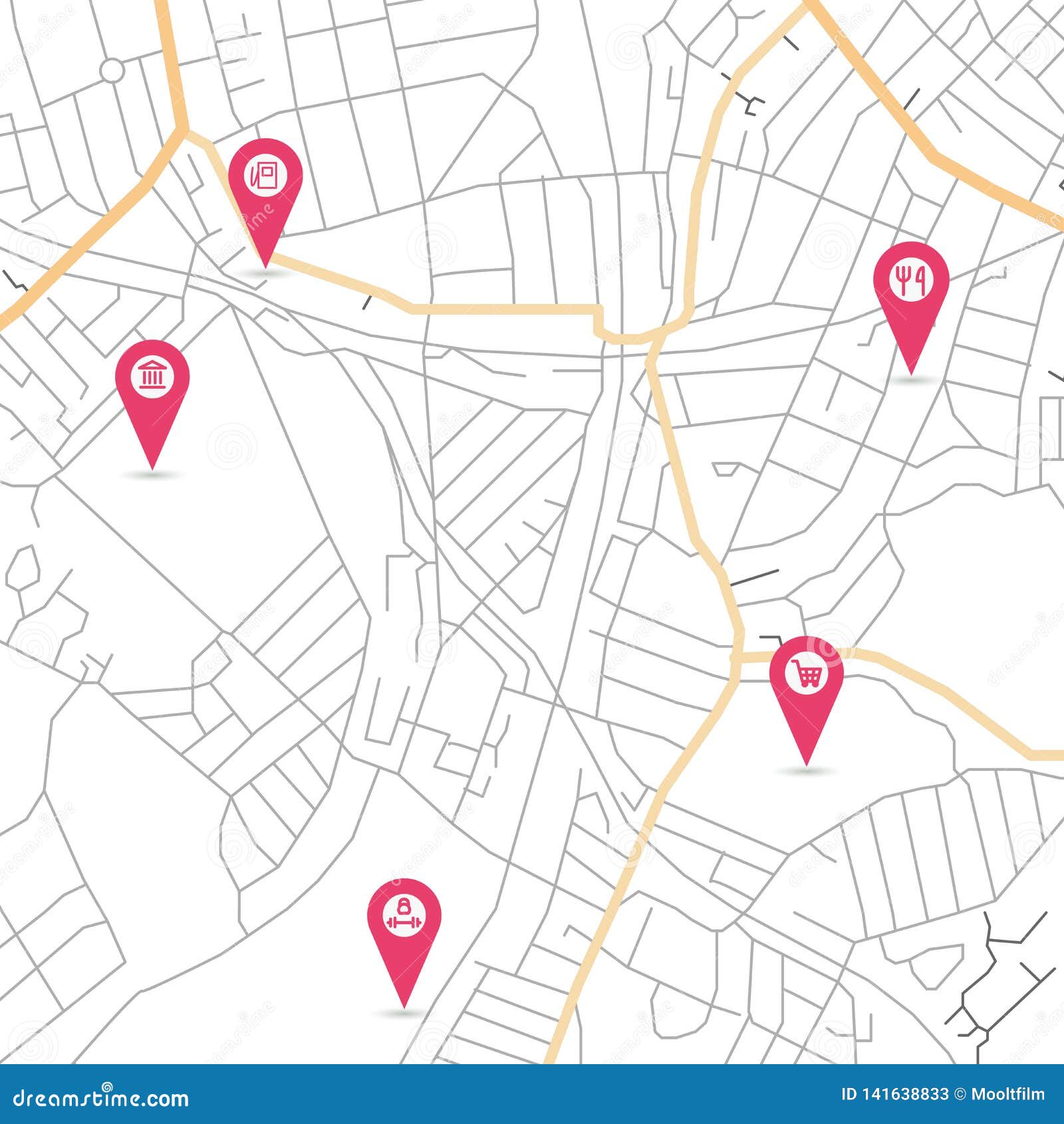 Vector Abstract City Map with Small Pointers Stock Vector ...