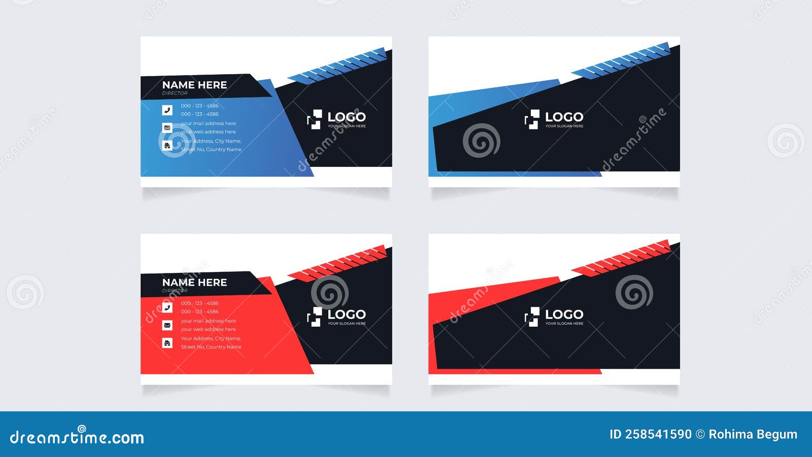 Vector Abstract Clean and Simple Horizontal Business Card Template ...