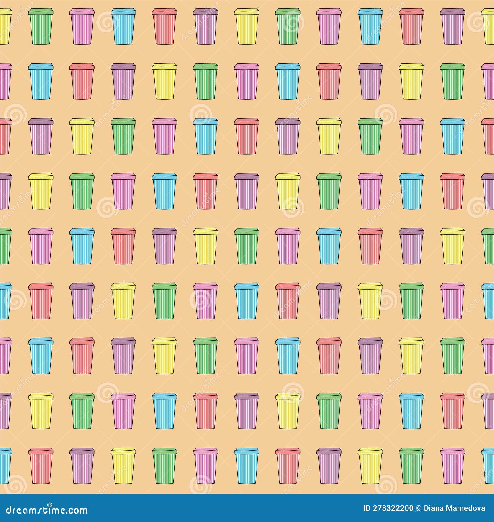 Vector Abstract Coffee Cups Repeating Pattern Background. Stock Vector ...