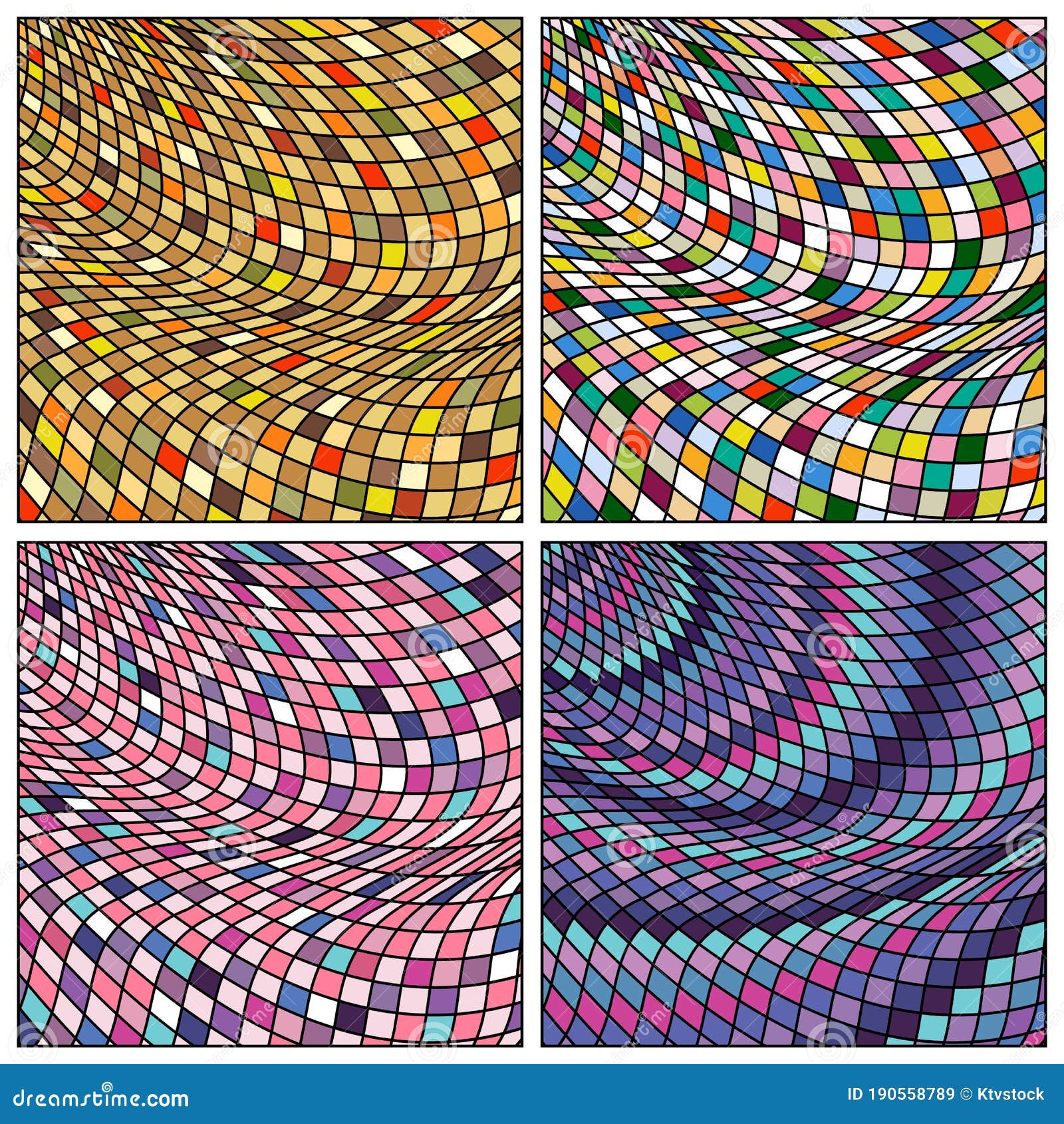 Vector Abstract Color Grid Patterns Set. Stock Vector - Illustration of ...