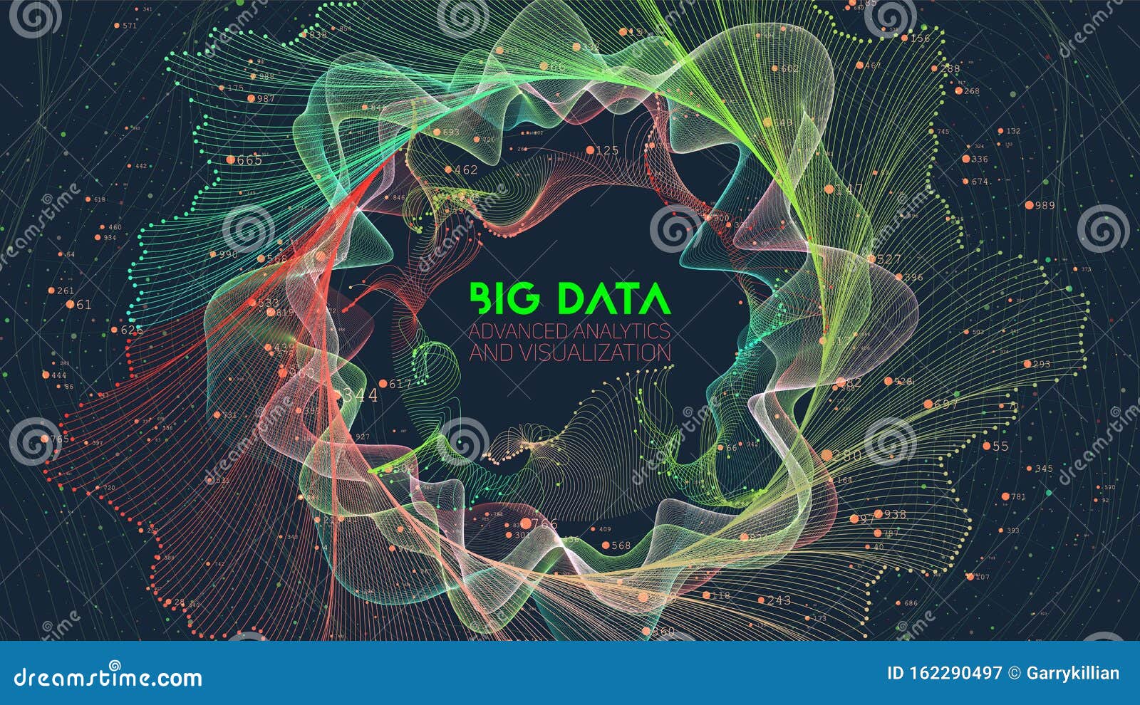 Vector Abstract Colorful Big Data Information Sorting Visualization. Social Network, Financial ...