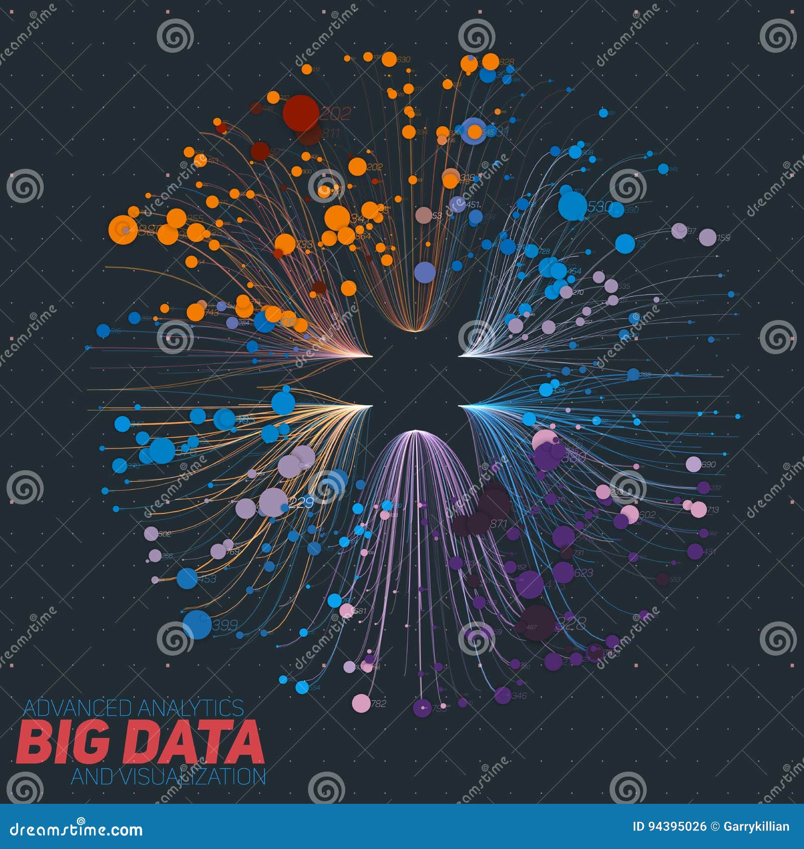 Vector Abstract Colorful Big Data Information Sorting Visualization Social Network Financial