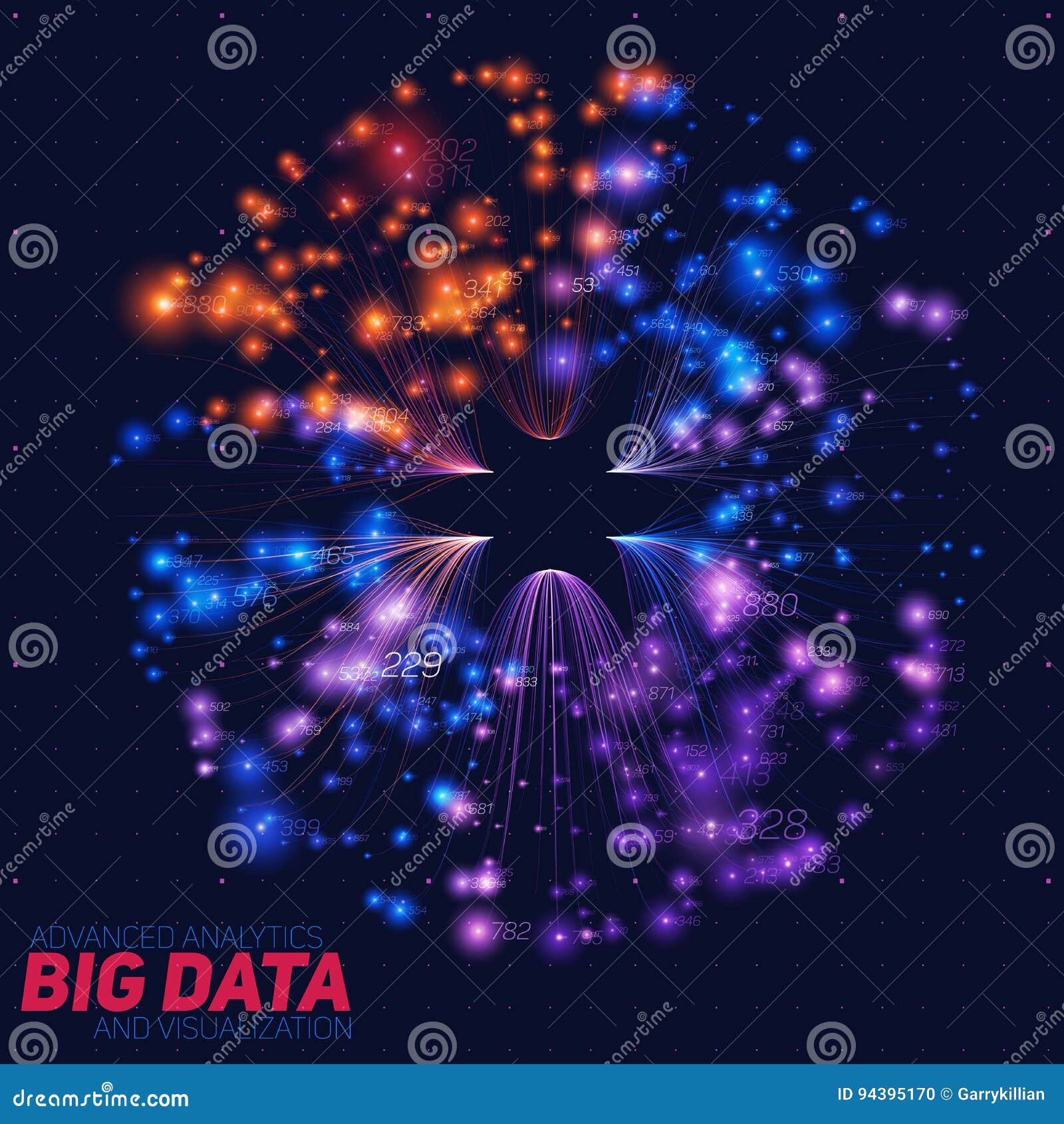Vector Abstract Colorful Big Data Information Sorting Visualization Social Network Financial