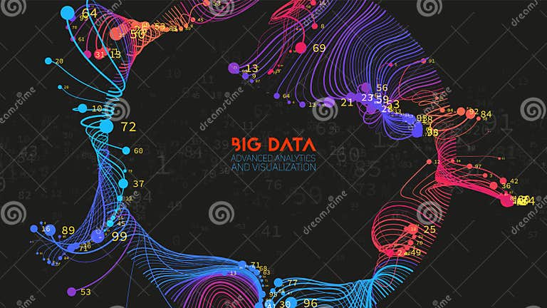 Vector Abstract Colorful Big Data Information Sorting Visualization. Social Network, Financial ...