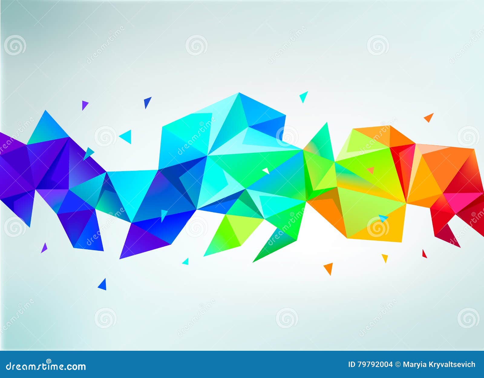 Faceted 3d Crystal Colorful Shape, Banner, Horizontal Orientation. Low ...