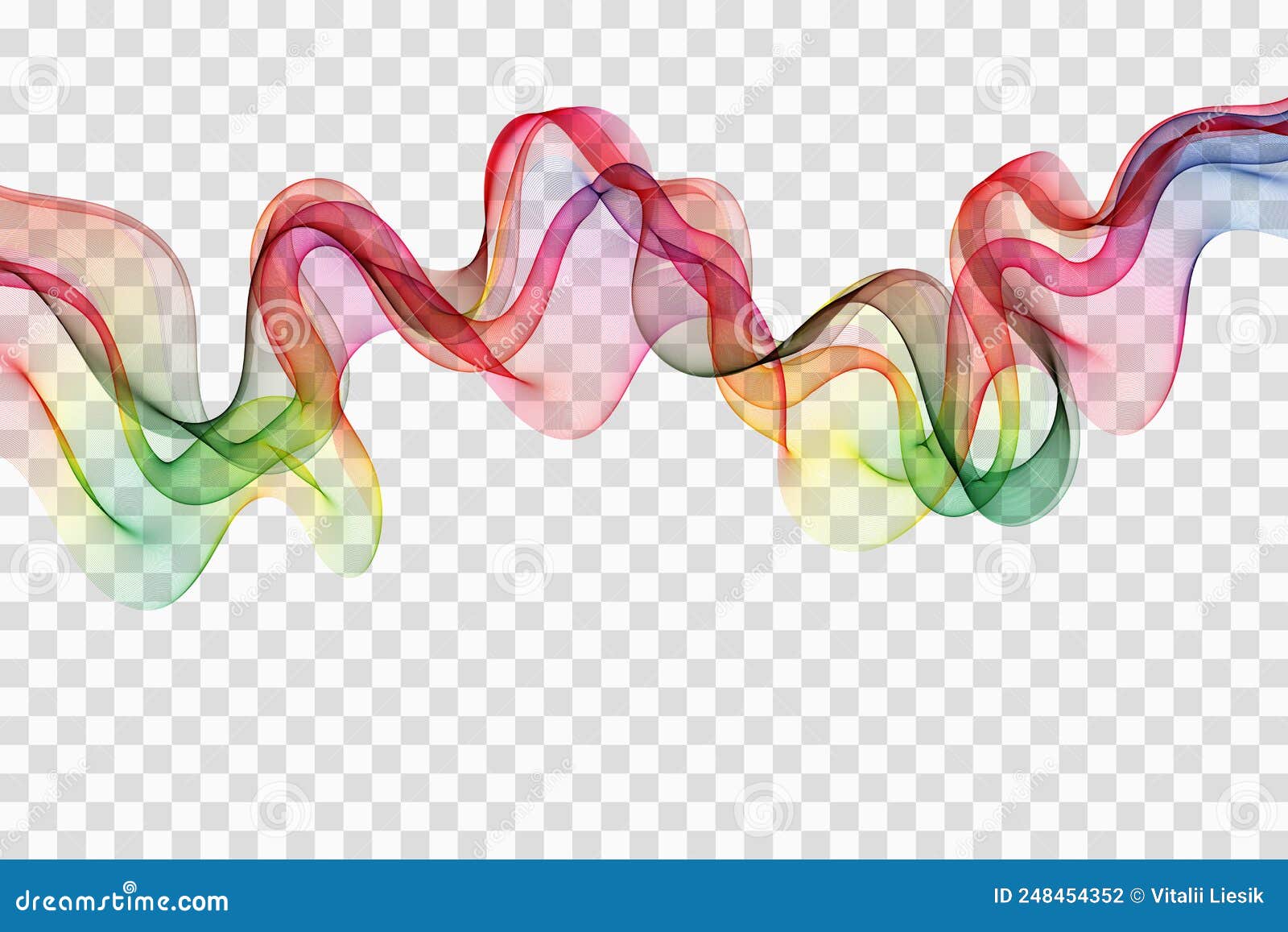 Vector Abstract Colorful Smooth Wave Lines Isolated on Transparent ...