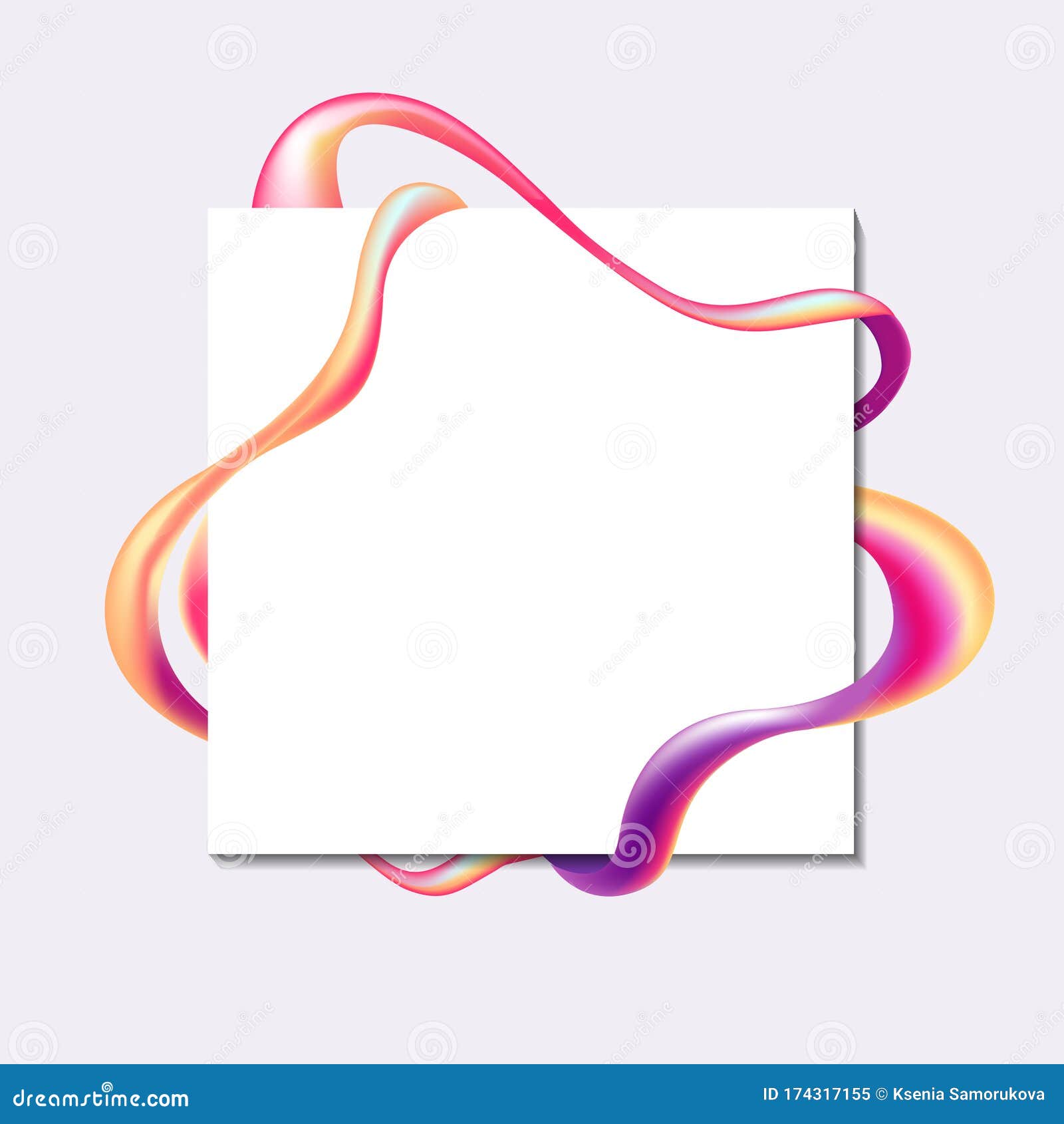 Abstract Colorful Wavy Shapes and White Square Stock Vector ...