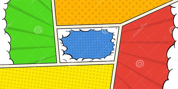 Vector Abstract Comic Page, Color Comic Background with Clouds and ...