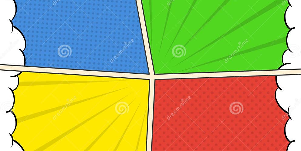 Vector Abstract Comic Page, Color Comic Background with Clouds and ...