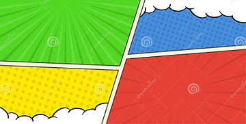Vector Abstract Comic Page, Color Comic Background with Clouds and ...
