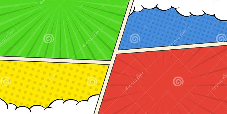 Vector Abstract Comic Page, Color Comic Background with Clouds and ...