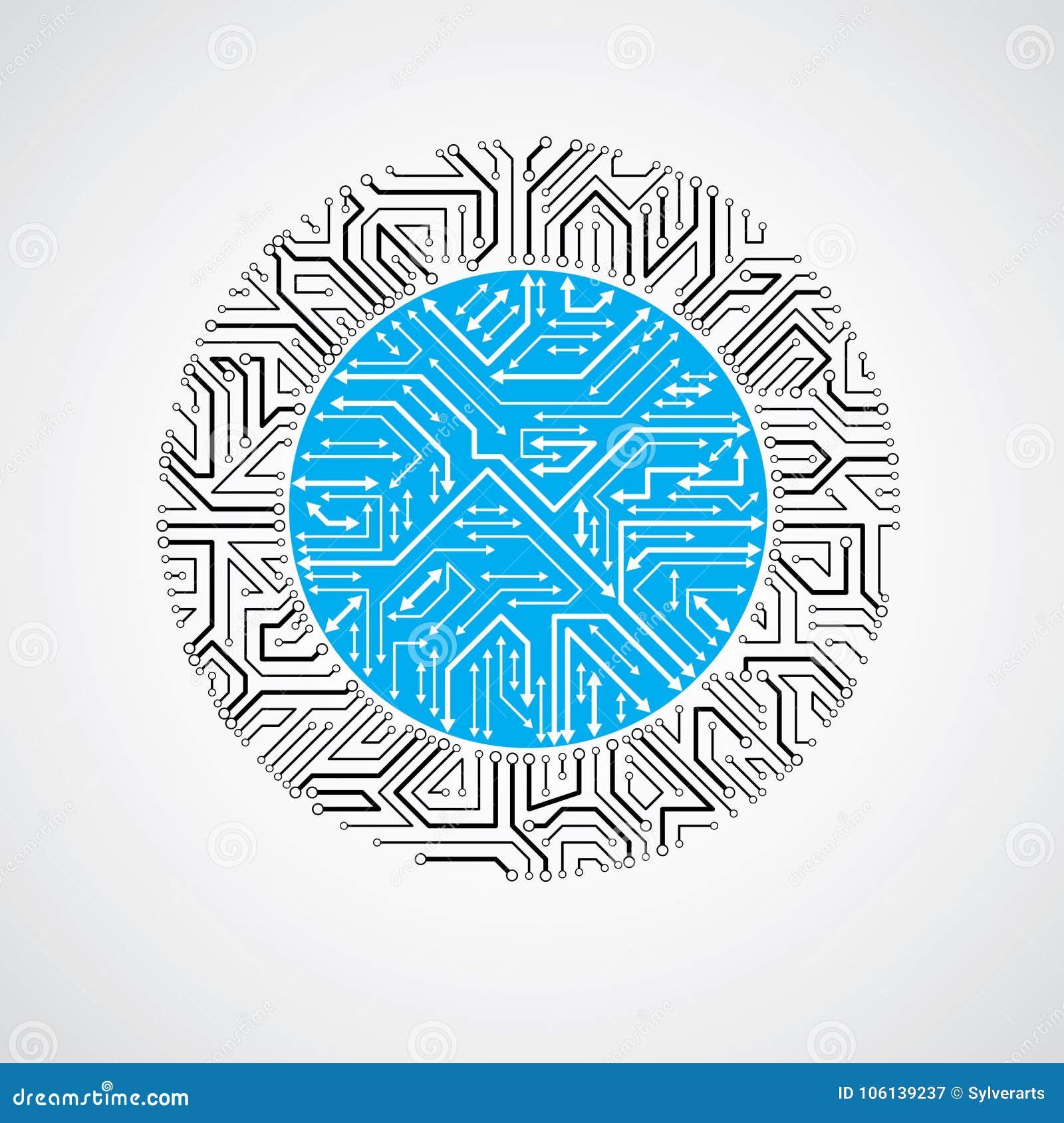 Vector Abstract Computer Circuit Board Blue Illustration, Round Stock ...