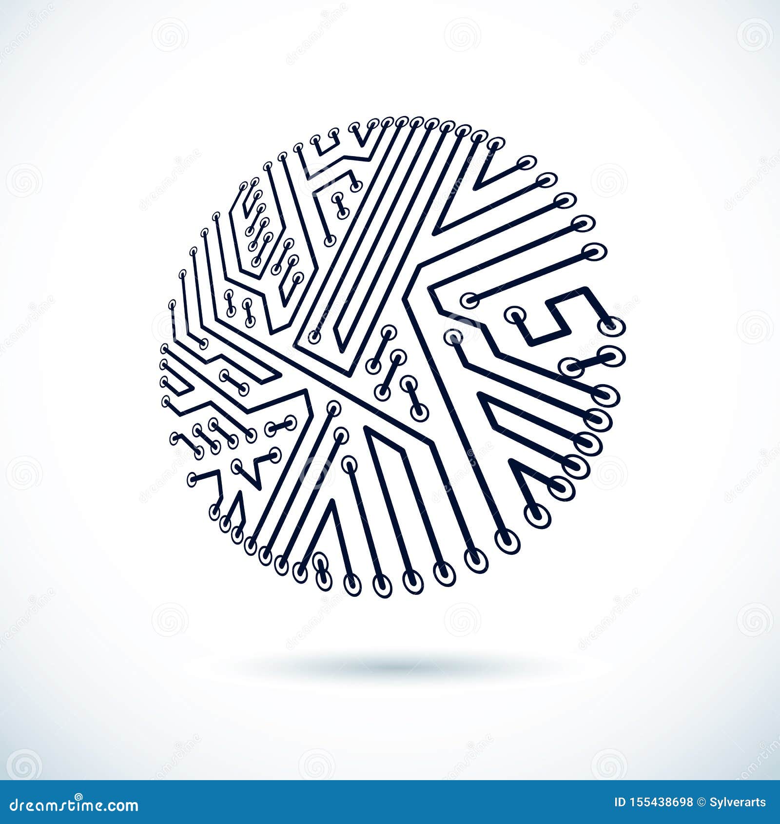 Vector Abstract Computer Circuit Board Illustration, Circular ...