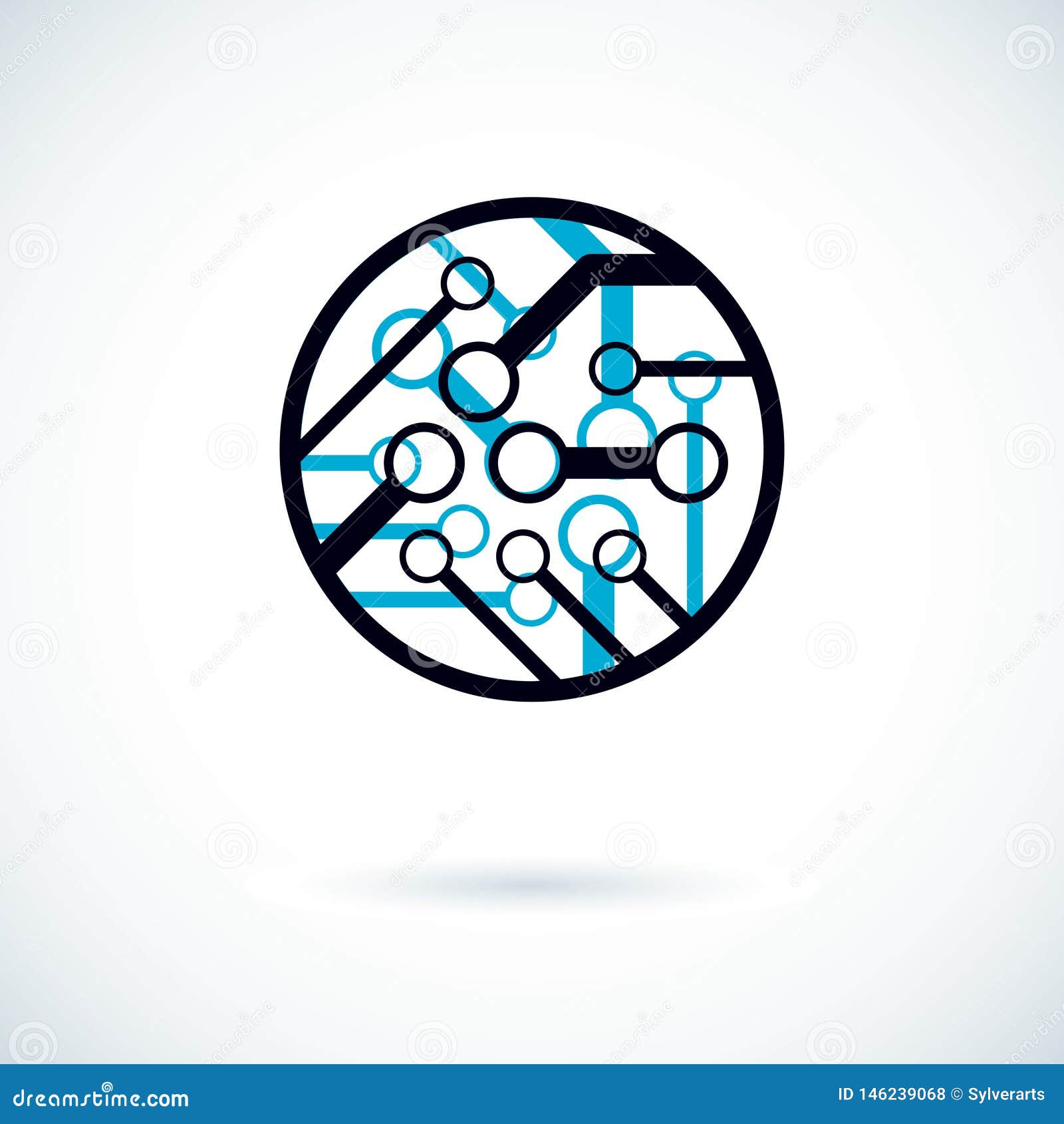 Vector Abstract Computer Circuit Board, Round Technology Element with ...