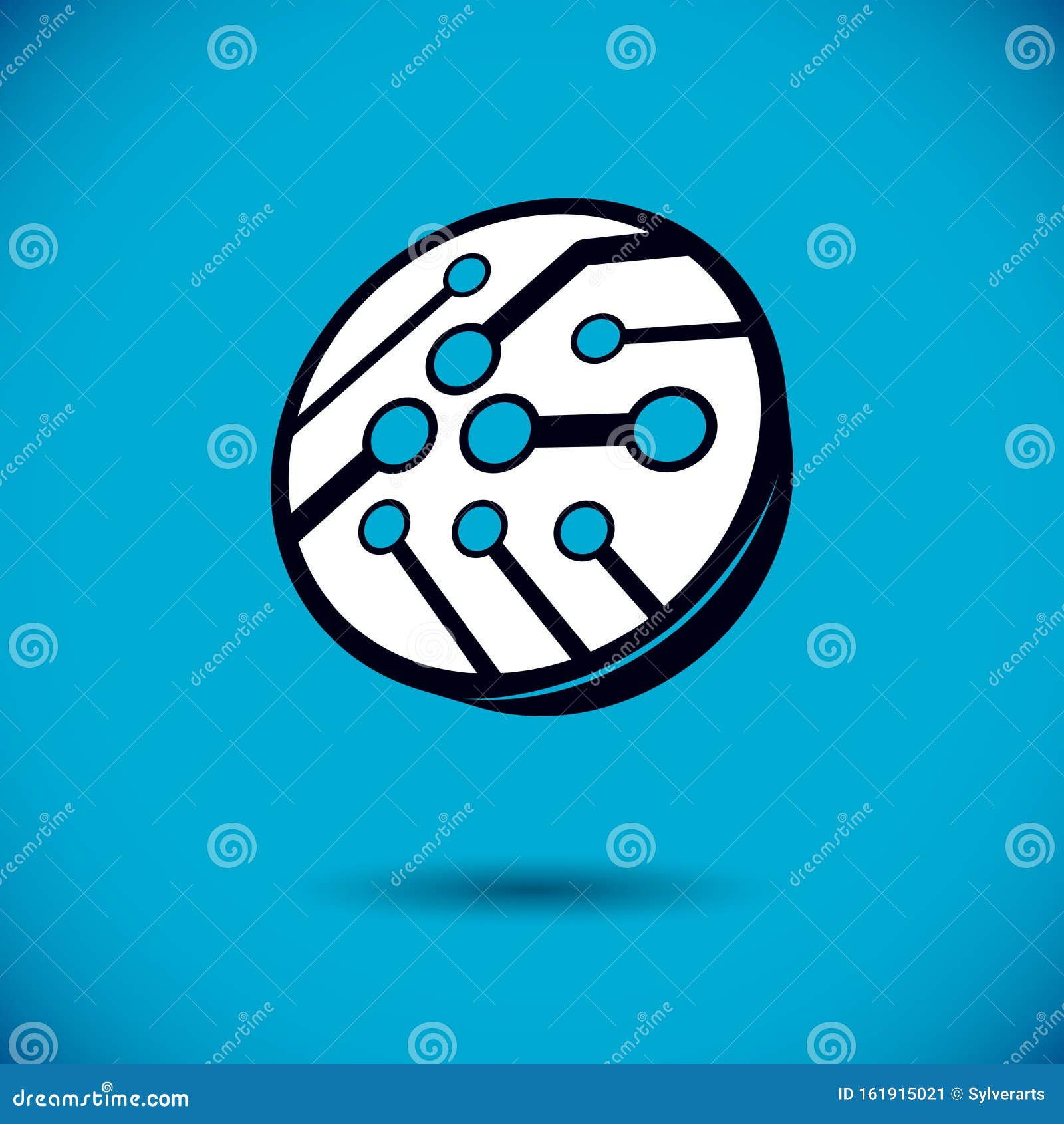 Vector Abstract Computer Circuit Board, Round Technology Element with ...