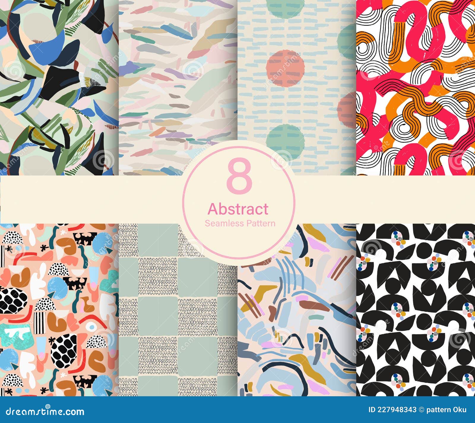 Vector Abstract Contemporary Shapes Theme Illustration 8 Kinds Repeat ...