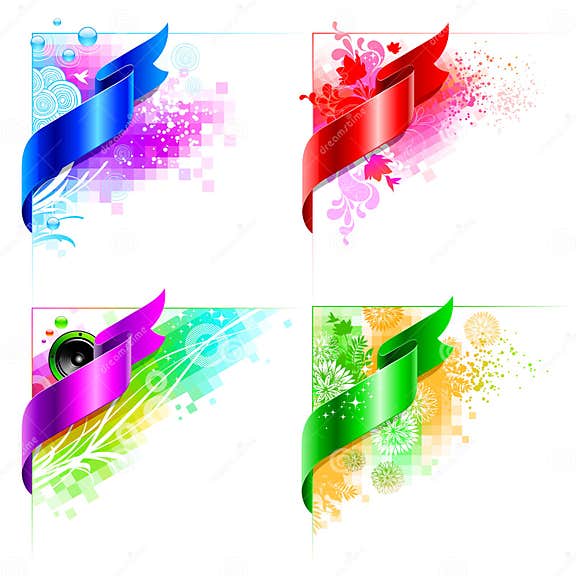 Vector Abstract Corner Design with Floral Elements Stock Vector ...