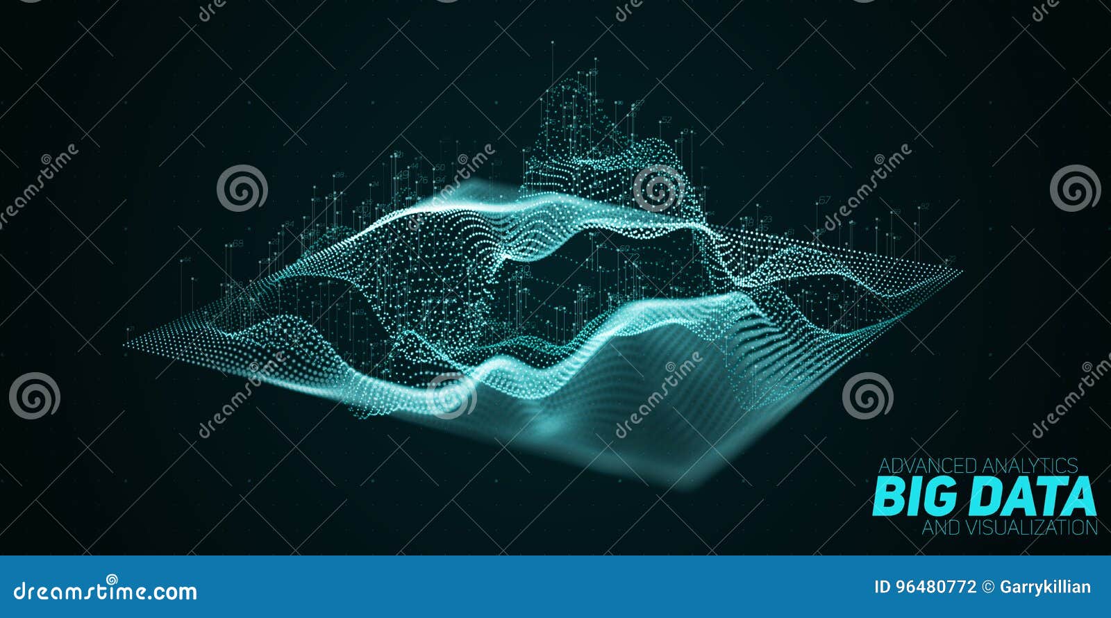 Vector Abstract 3D Big Data Plot Visualization with Shallow Depth of ...