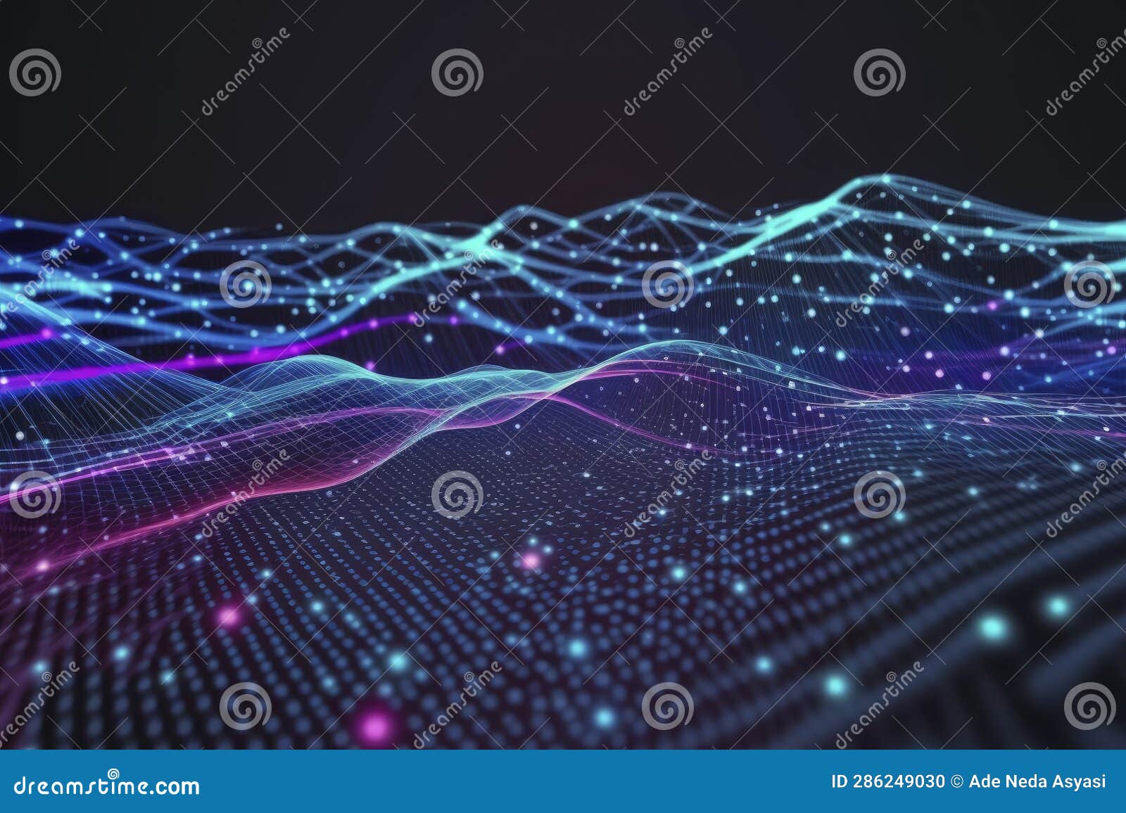 Vector Abstract 3d Big Data Visualisation Blockchain Data Fields Concept Of Ai Technology And