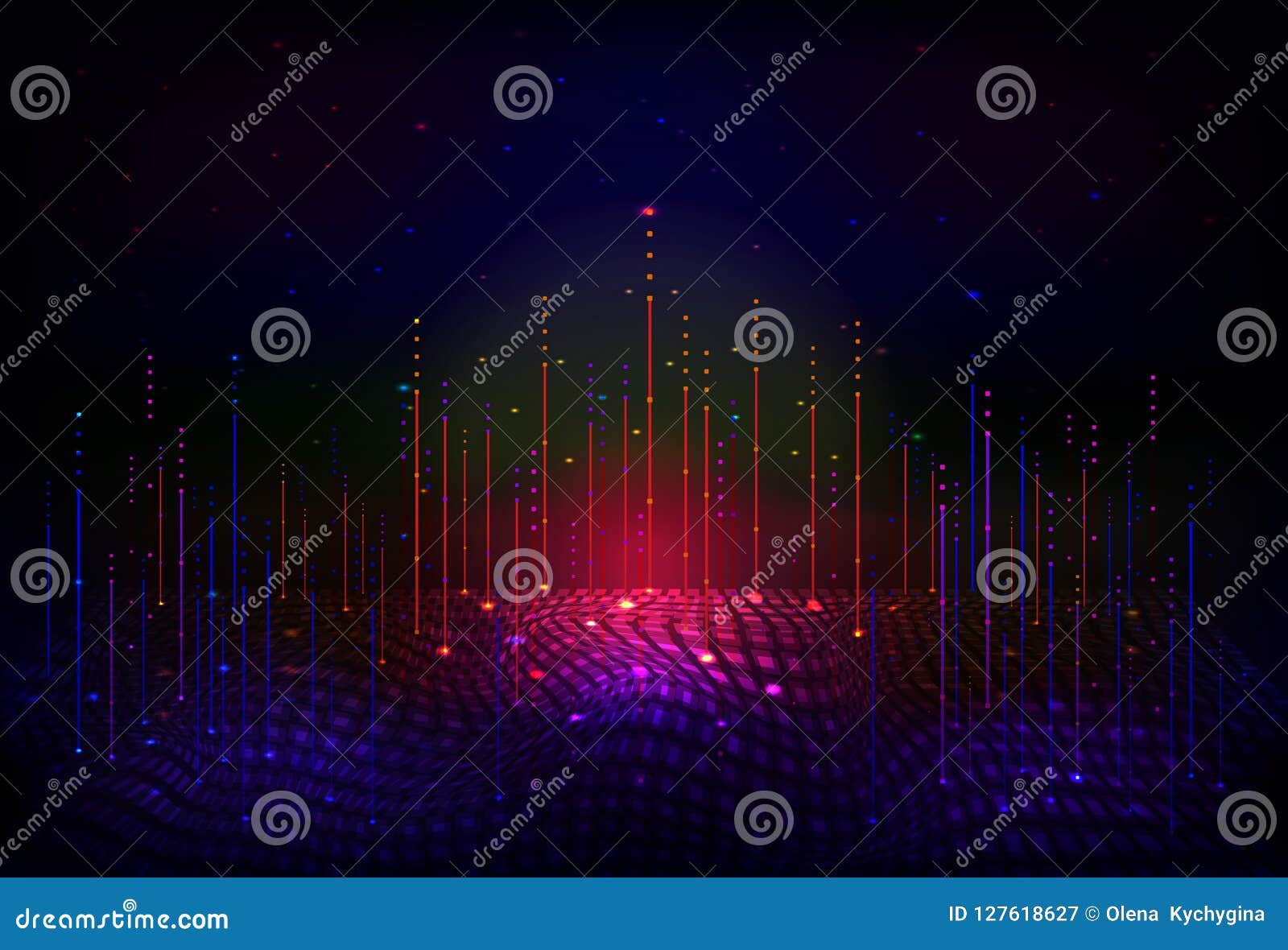 Vector Abstract 3D Big Data Visualization on the Space Night Background ...