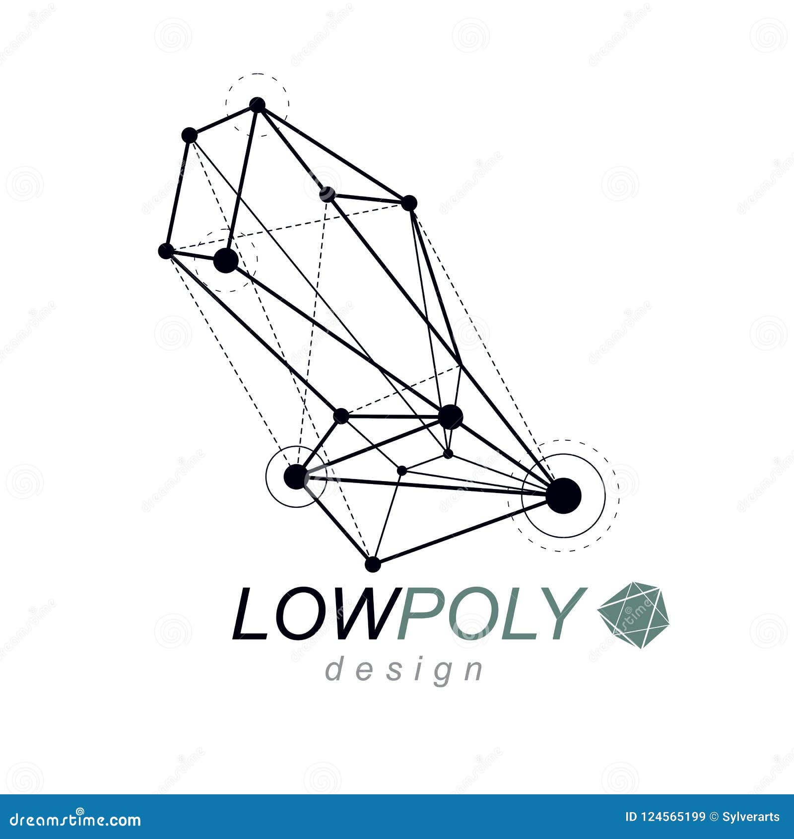 Vector Abstract 3d Mesh Object, Technology Low Poly Template . C Stock ...