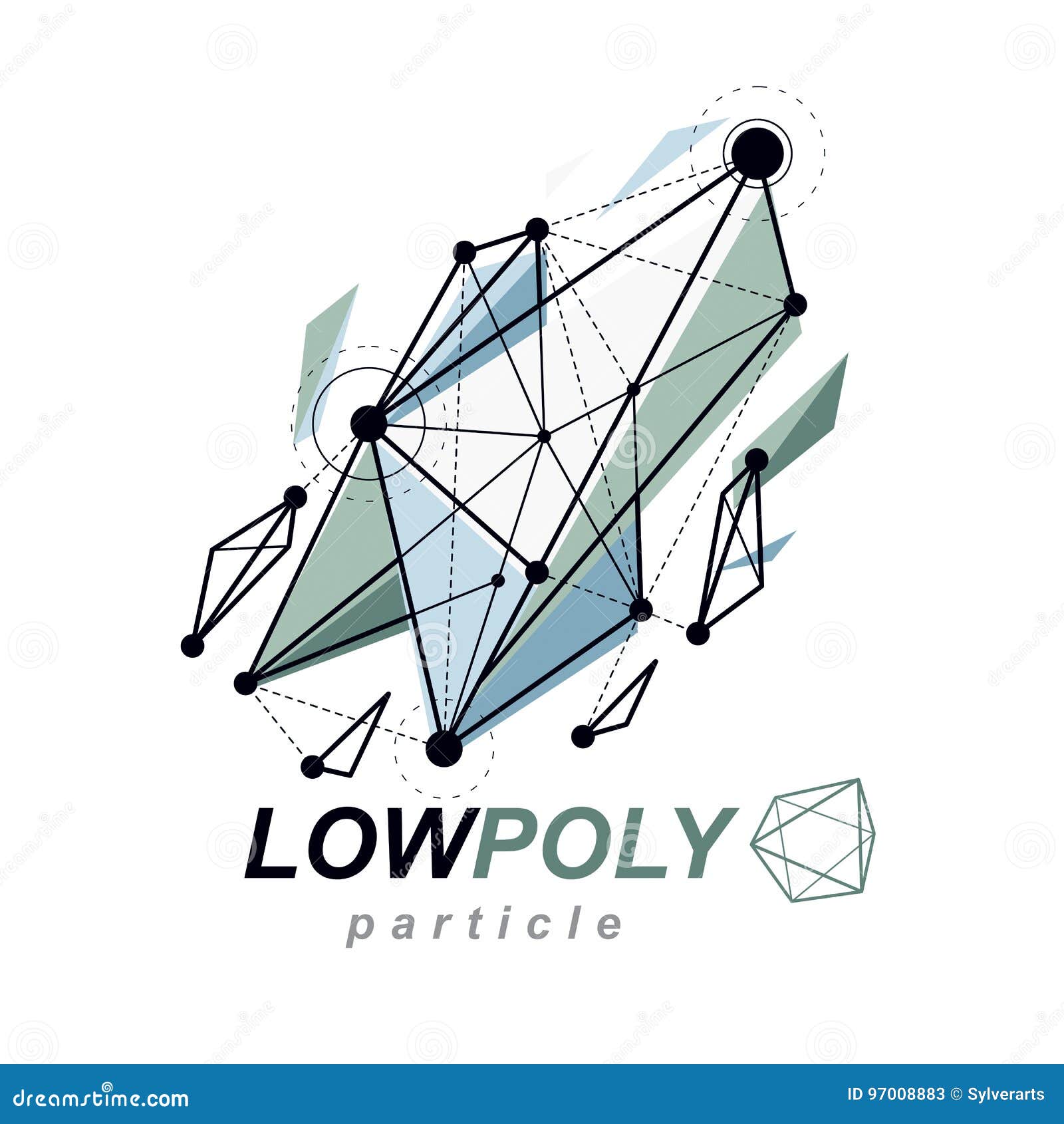 Vector Abstract 3d Mesh Object, Technology Low Poly Template . C Stock ...