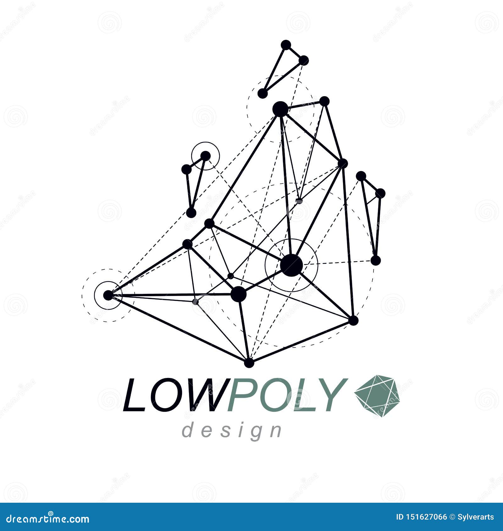 Vector Abstract 3d Mesh Object, Technology Low Poly Template . Stock ...