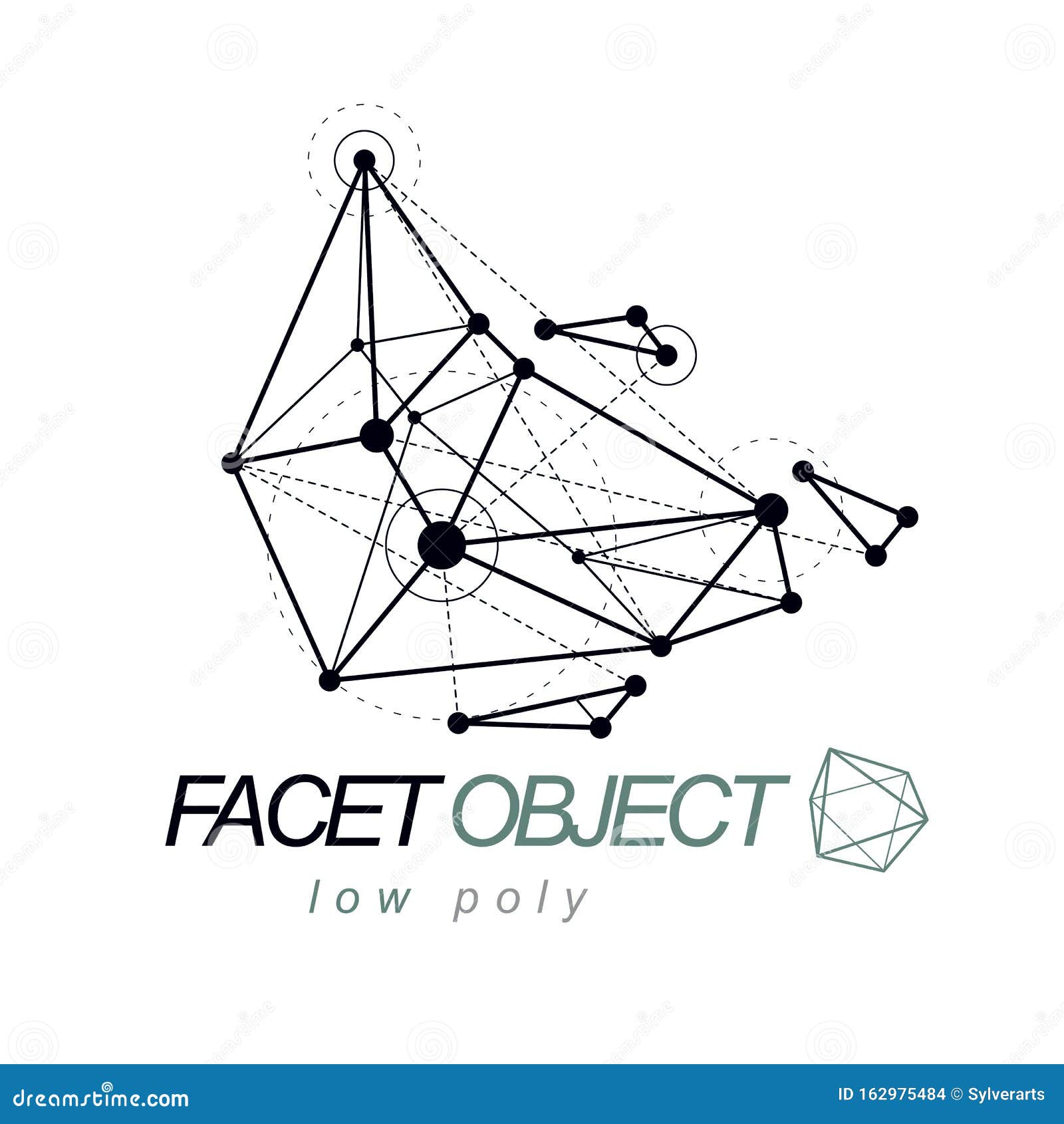 Vector Abstract 3d Mesh Object, Technology Low Poly Template . Stock ...