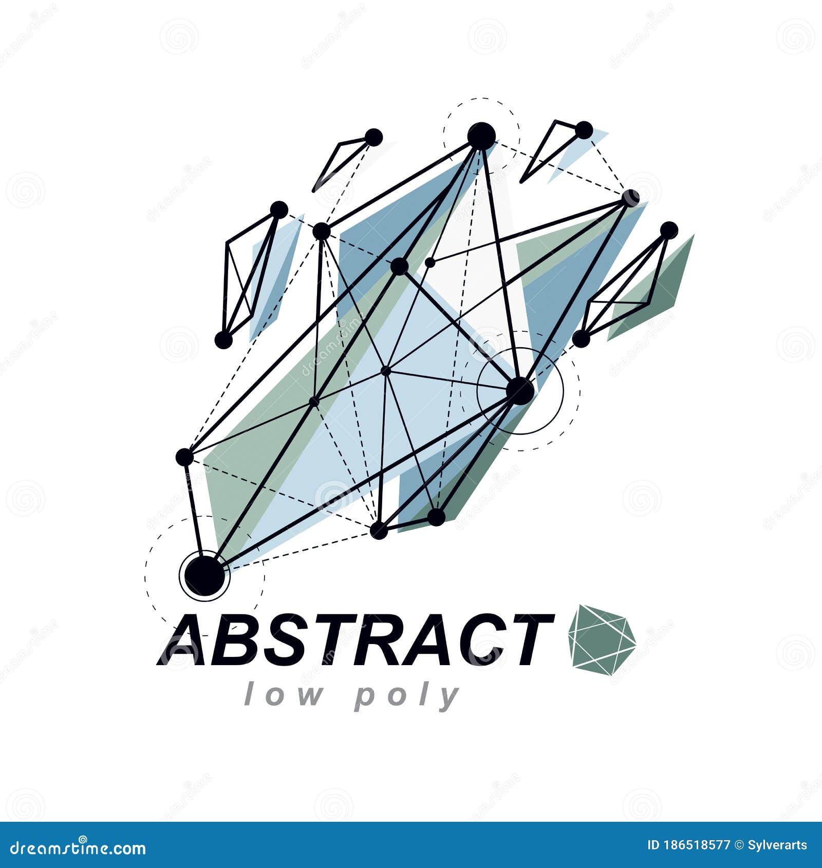 Vector Abstract 3d Mesh Object, Technology Low Poly Template . Stock ...