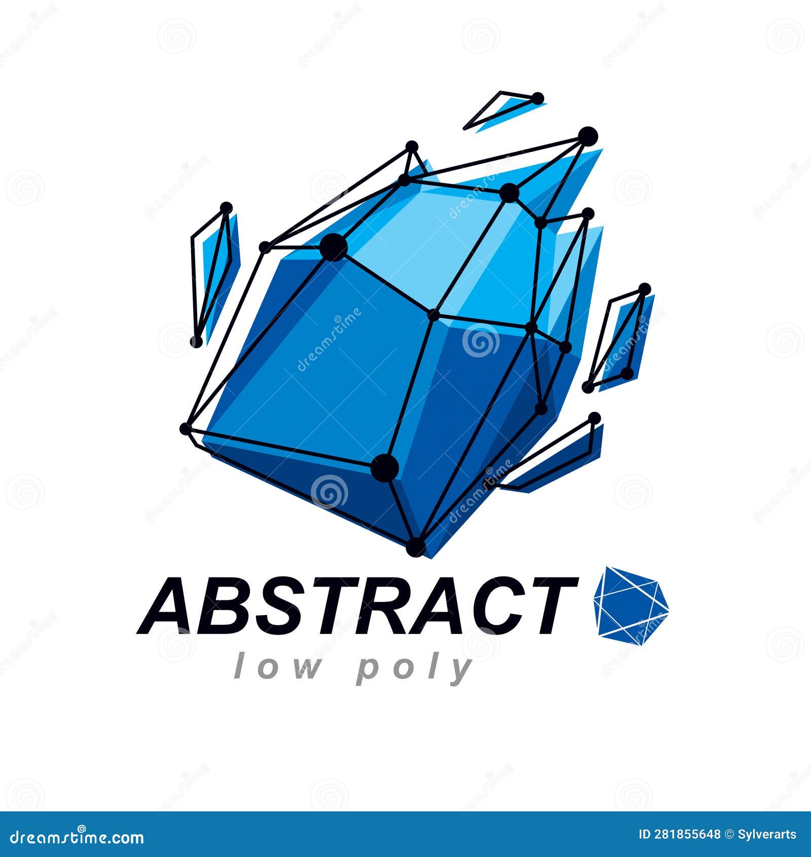 Vector Abstract 3d Mesh Object, Technology Low Poly Template . Stock ...
