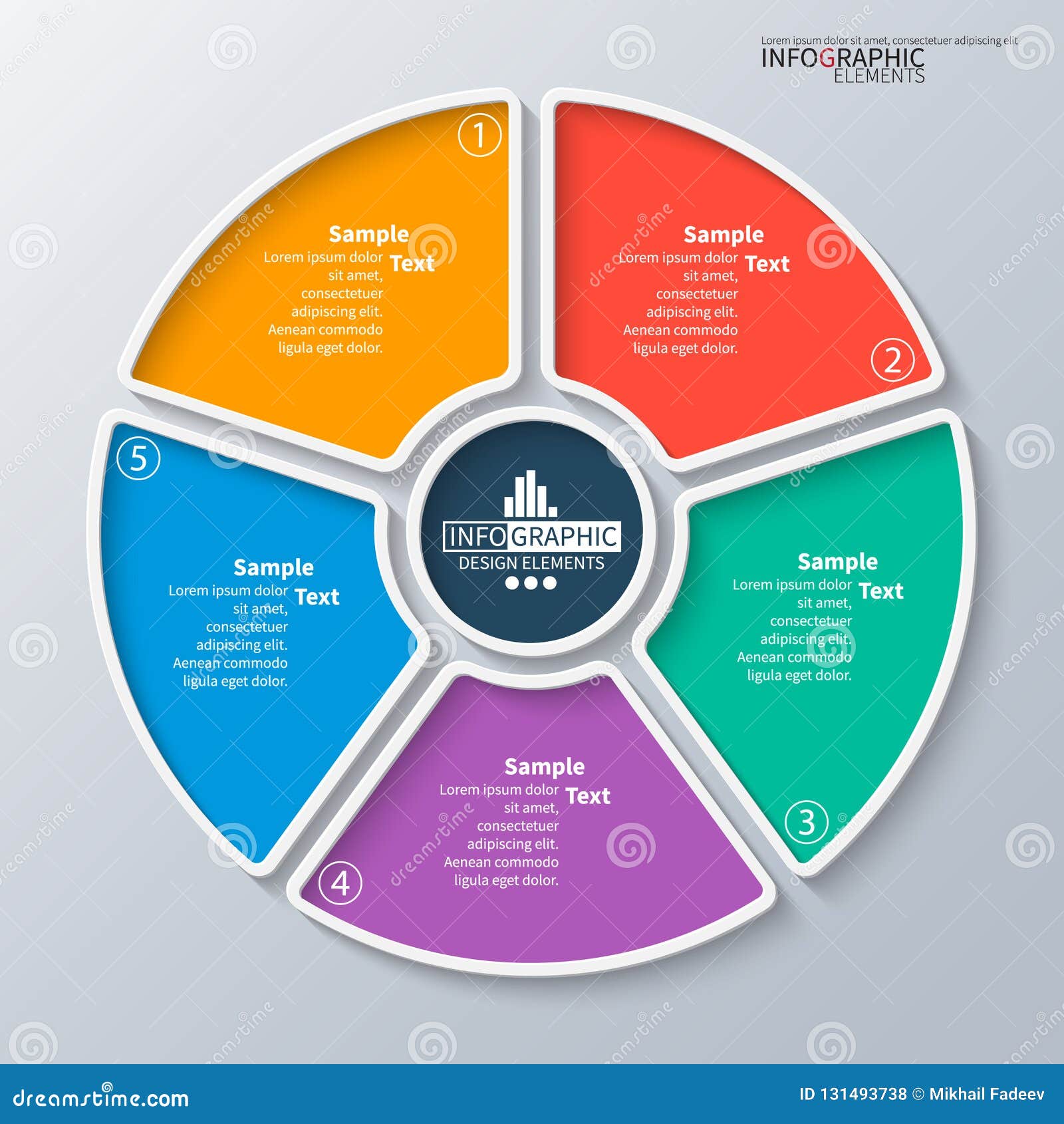 Vector Abstract 3d Paper Infographic Elements.Circular Infographics ...